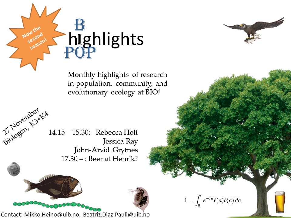 BIOPOP highlights (and beer?) | Evolutionary ecology | UiB