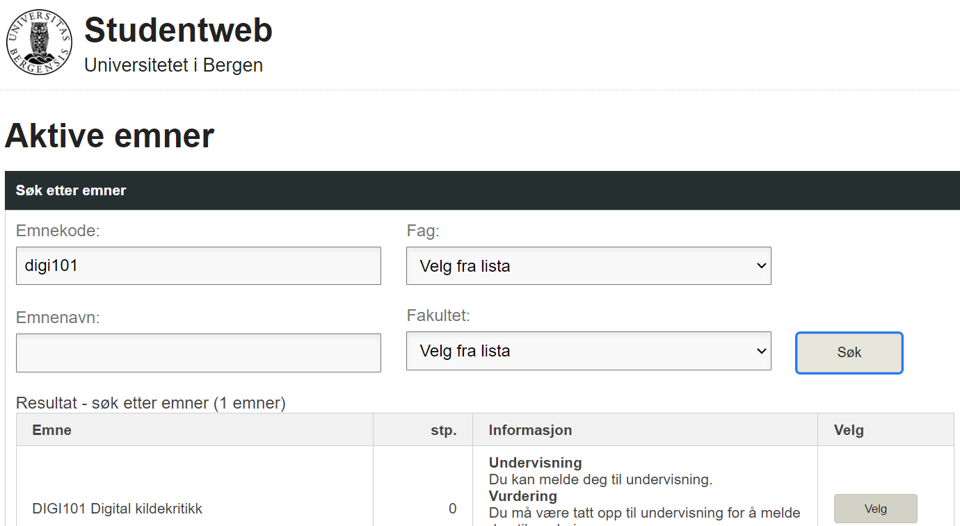 Digital kildekritikk (DIGI101) | Universitetsbiblioteket | UiB