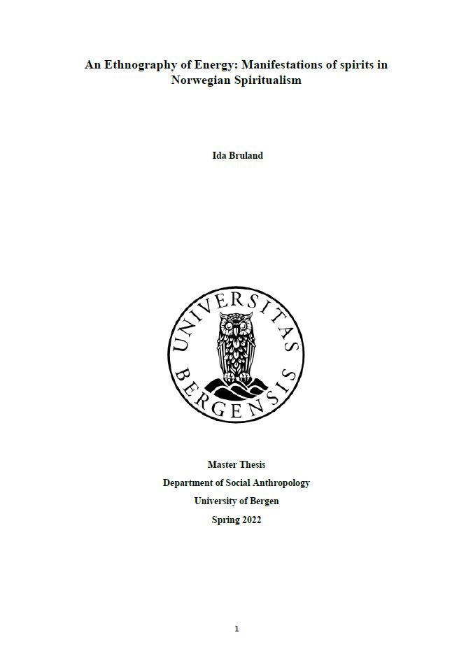 An Ethnography of Energy: Manifestations of Spirits in Norwegian Spiritualism | Institutt for ...