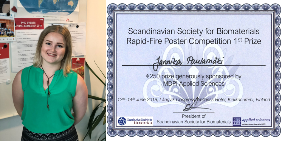 Award to PhD candidate Jannika Paulamäki | Tissue Engineering | UiB