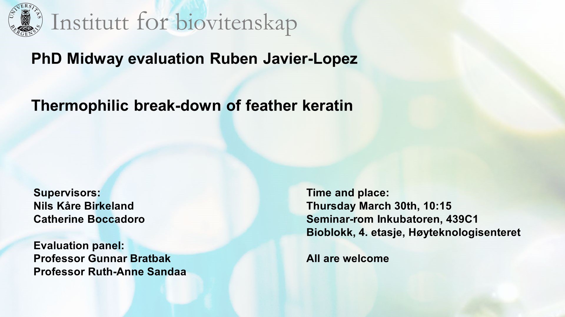 Ph.d. midtveispresentasjon Ruben Javier-Lopez | Institutt for ...