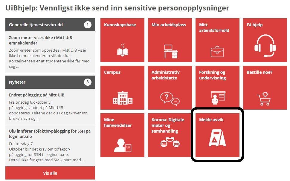 Meld HMS-avvik | HMS-portalen | UiB